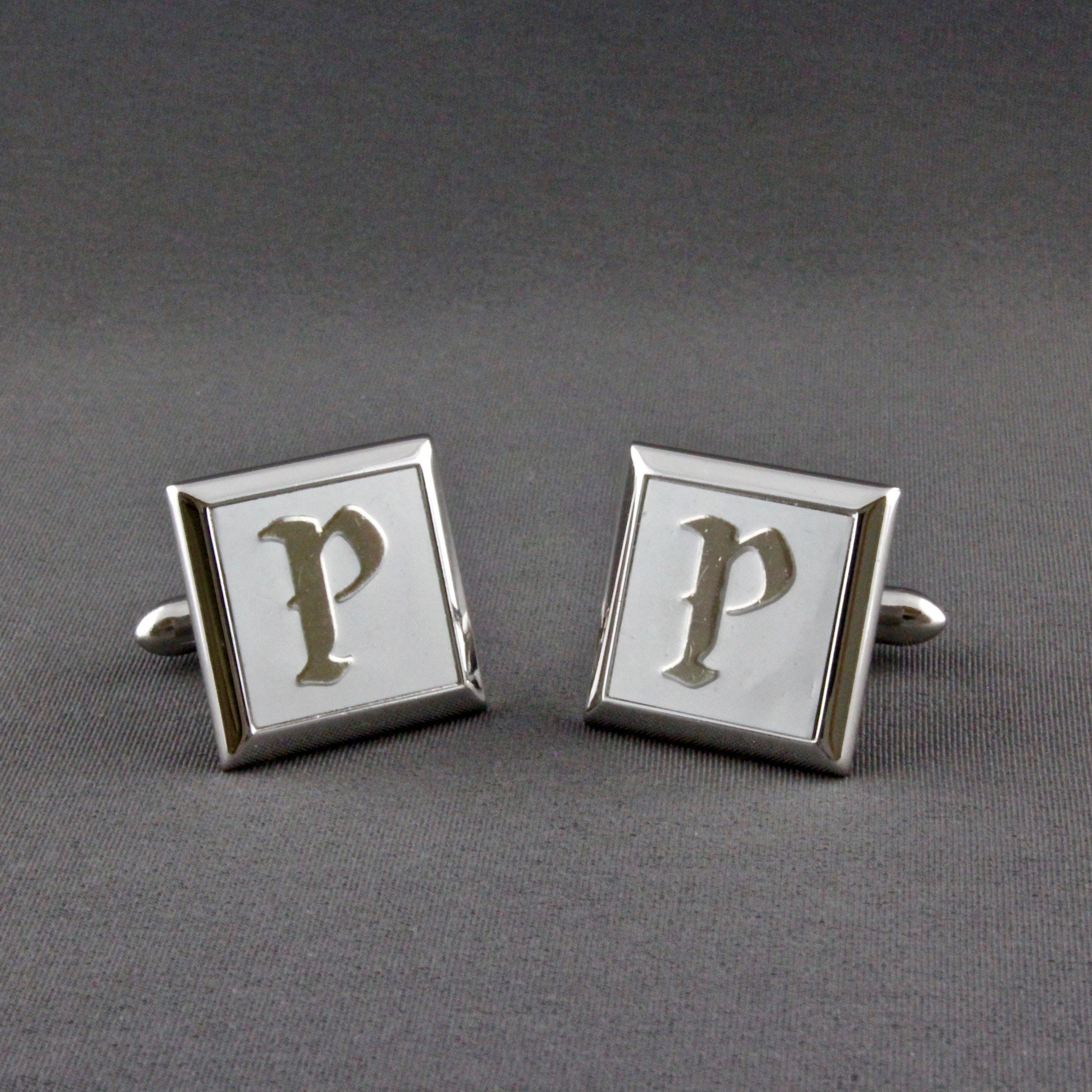 Vintage Swank Old English Font Initial P Cufflinks | Etsy