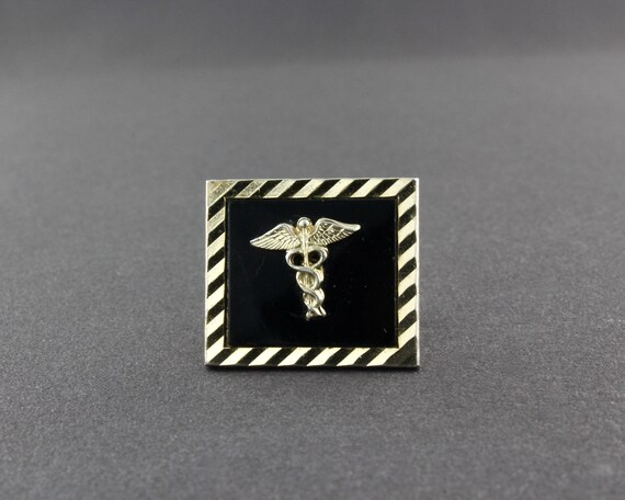 Vintage Swank Medical Caduceus Symbol Diamond Cut Shi… - Gem