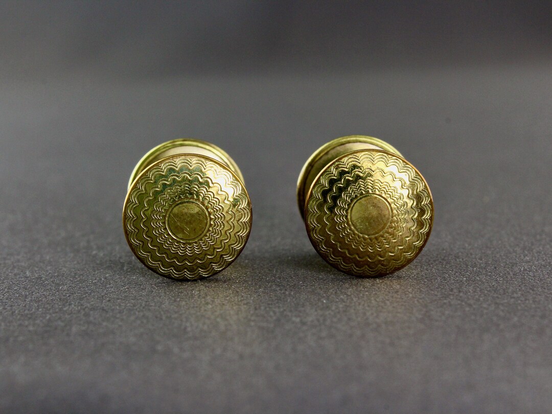 Vintage Art Deco Engine Turned Shiny Gold Tone Round Snap Cufflinks - Etsy
