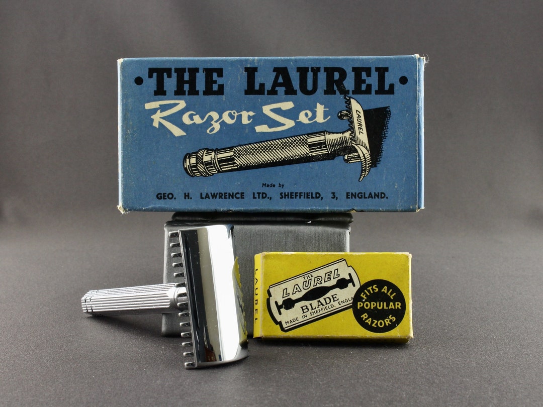 Vintage 1930s the Laurel Razor Set Silver Double Edge Safety Razor and ...