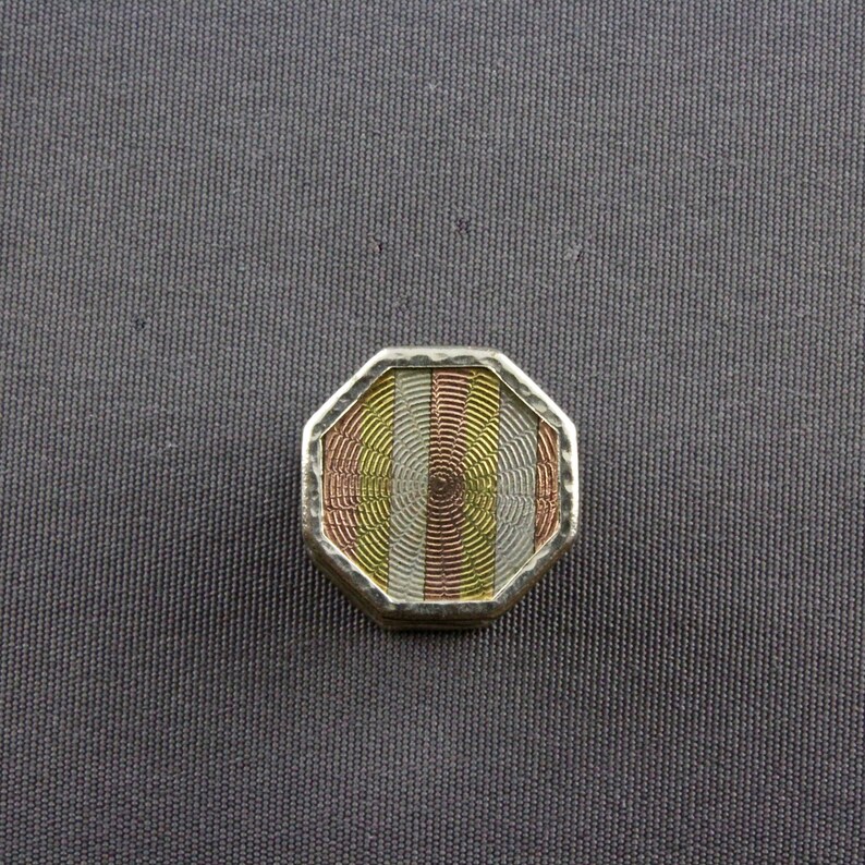 Vintage Art Deco Gld Silver Copper Tri Tone Octagon Engine - Etsy