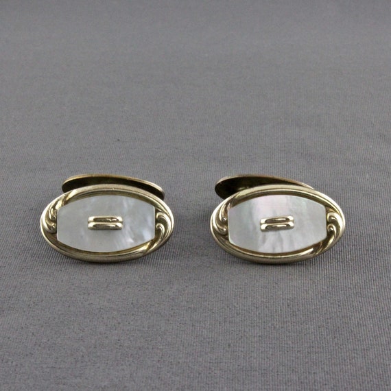Vintage AM Double Art Deco Shiny Gold Tone White Moth… - Gem
