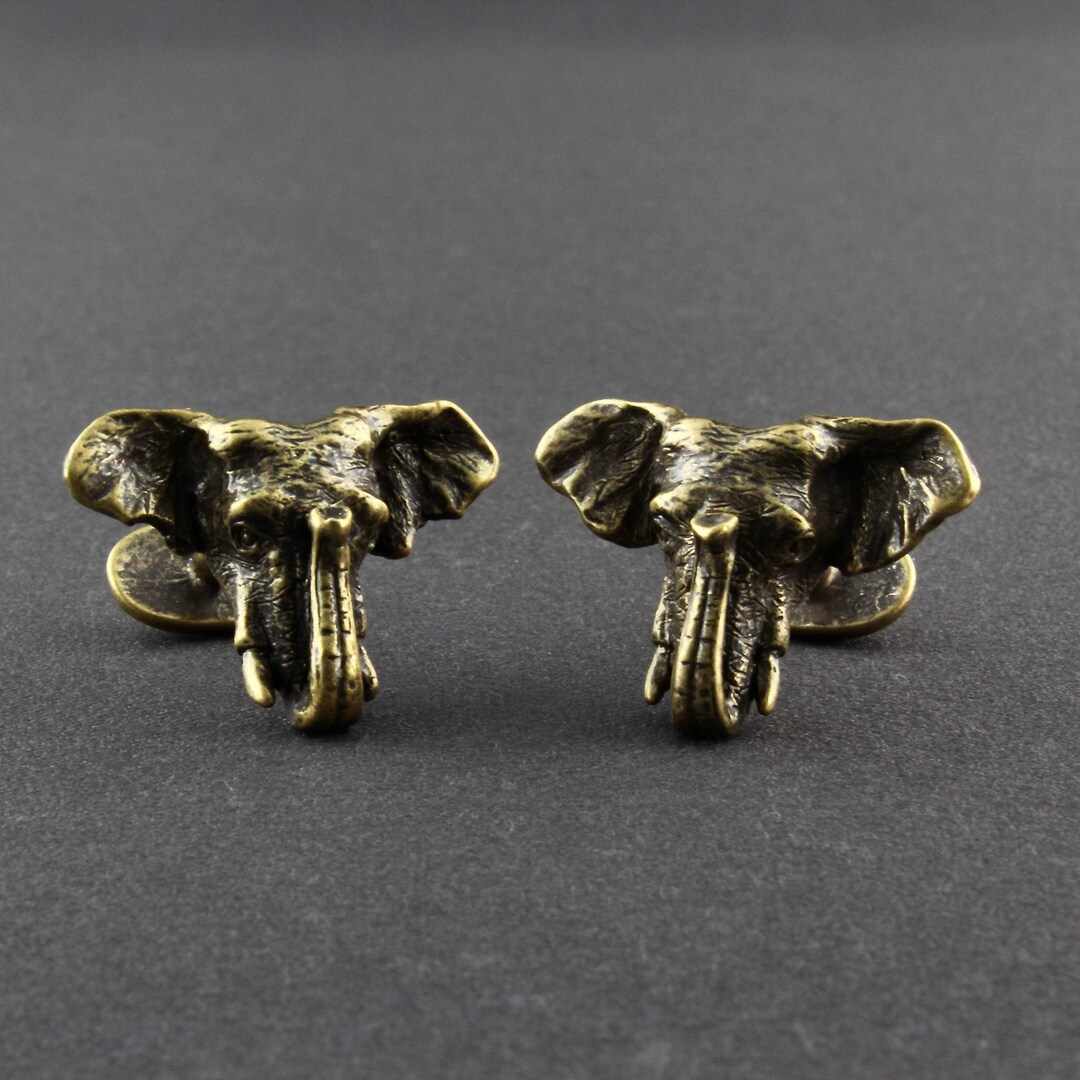 Vintage Elephant Head Solid Back Cufflinks - Etsy