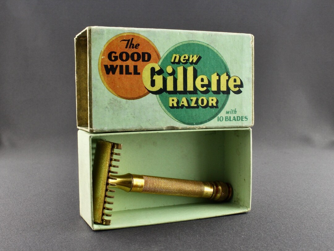 Vintage 1930s Gillette Goodwill Gold Double Edge Safety Razor In Original Cardboard Box Etsy