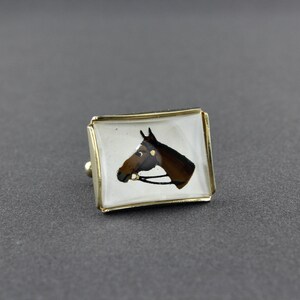 Vintage Anson Brown Horse Reverse Cut Crystal Intaglio Shiny Gold Tone ...