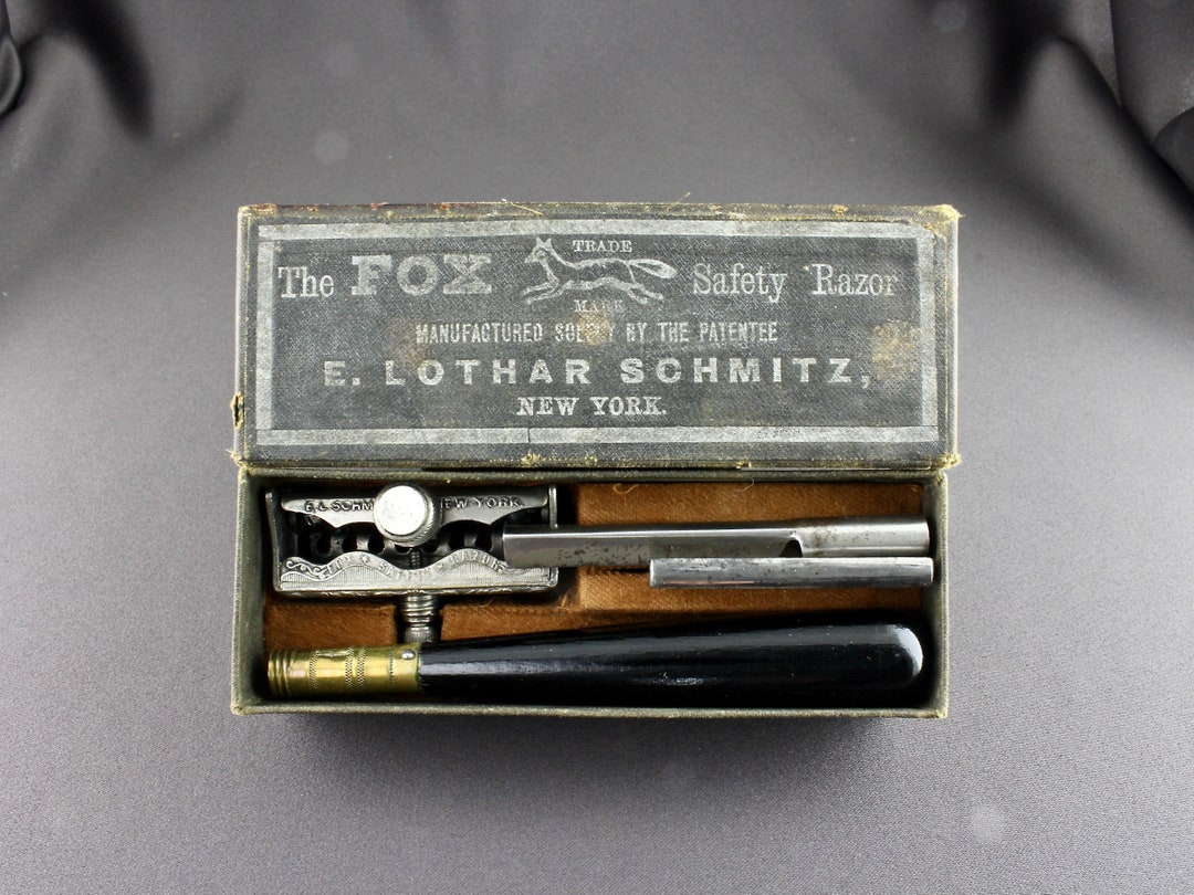Vintage 1890s E Lothar Schmitz the Fox Single Edge Silver Safety Razor ...