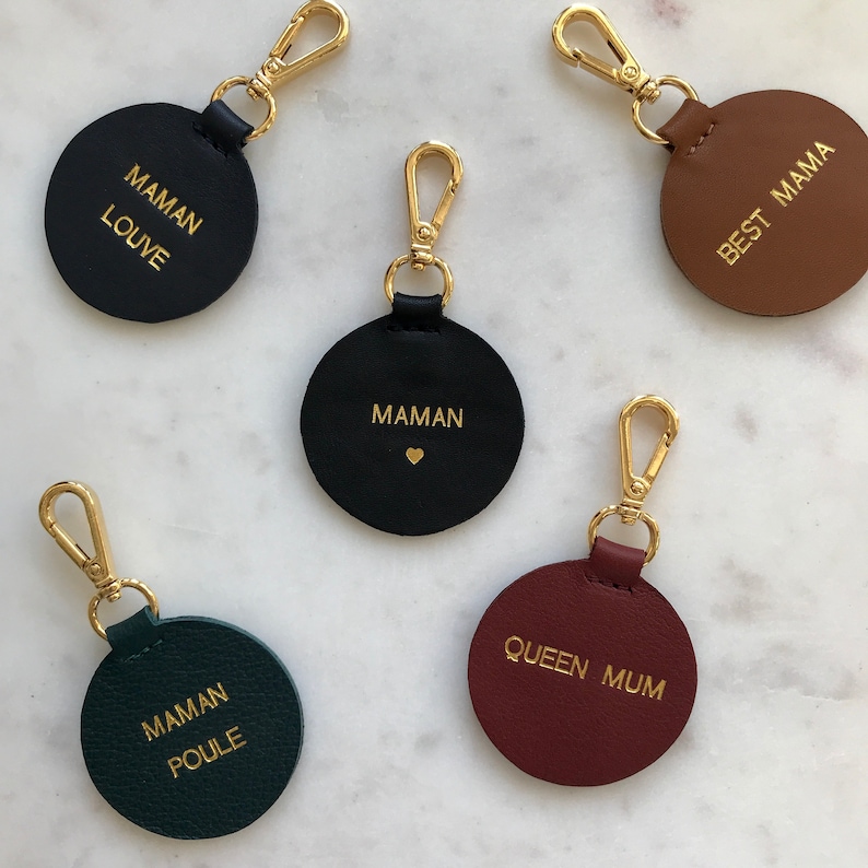 Porte-clefs rond en cuir personnalisé | Etsy