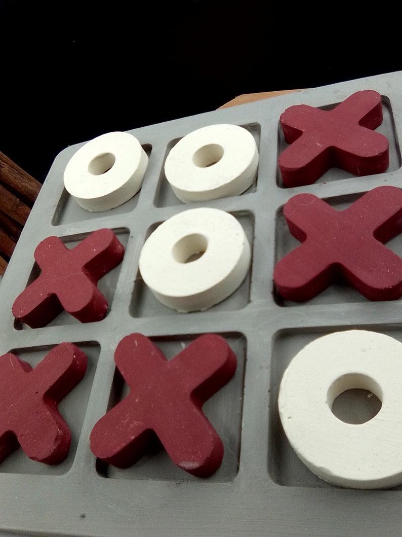 Hand Poured Cement Tic Tac Toe Game: Custom Color Choice Made to Order ...