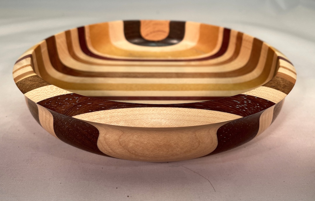 Hand Turned Laminated Wood Bowl Unique One of a Kind - Etsy