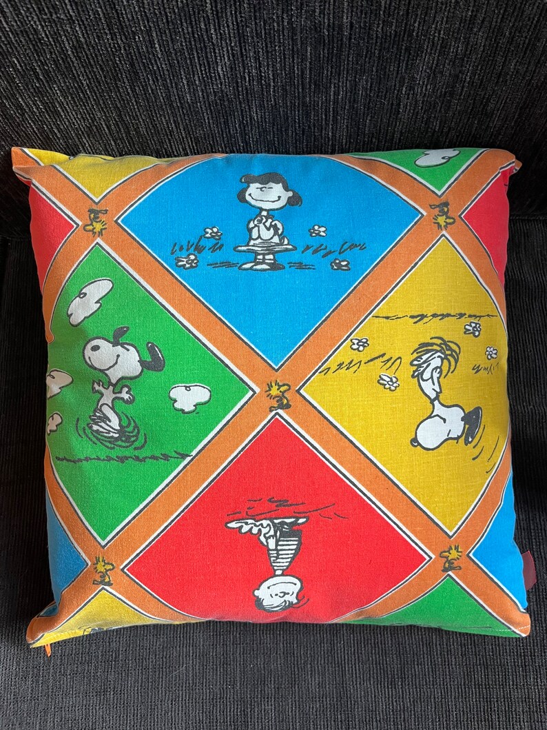 Vintage 1971 Peanuts Snoopy Fabric Zippered Pillowcase 16 X 16 Throw ...