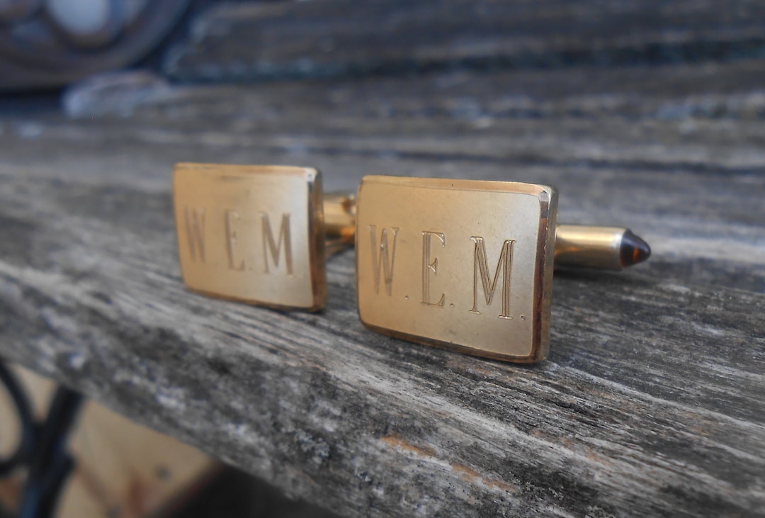 Vintage WEM Monogram Cufflinks, Engraved. Gift for Dad, Groom ...