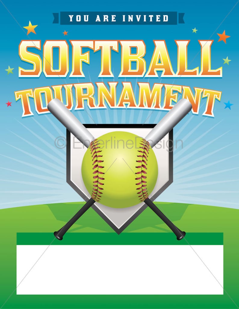 Softball Tournament - Softball Theme - Softball Birthday Invitation ...