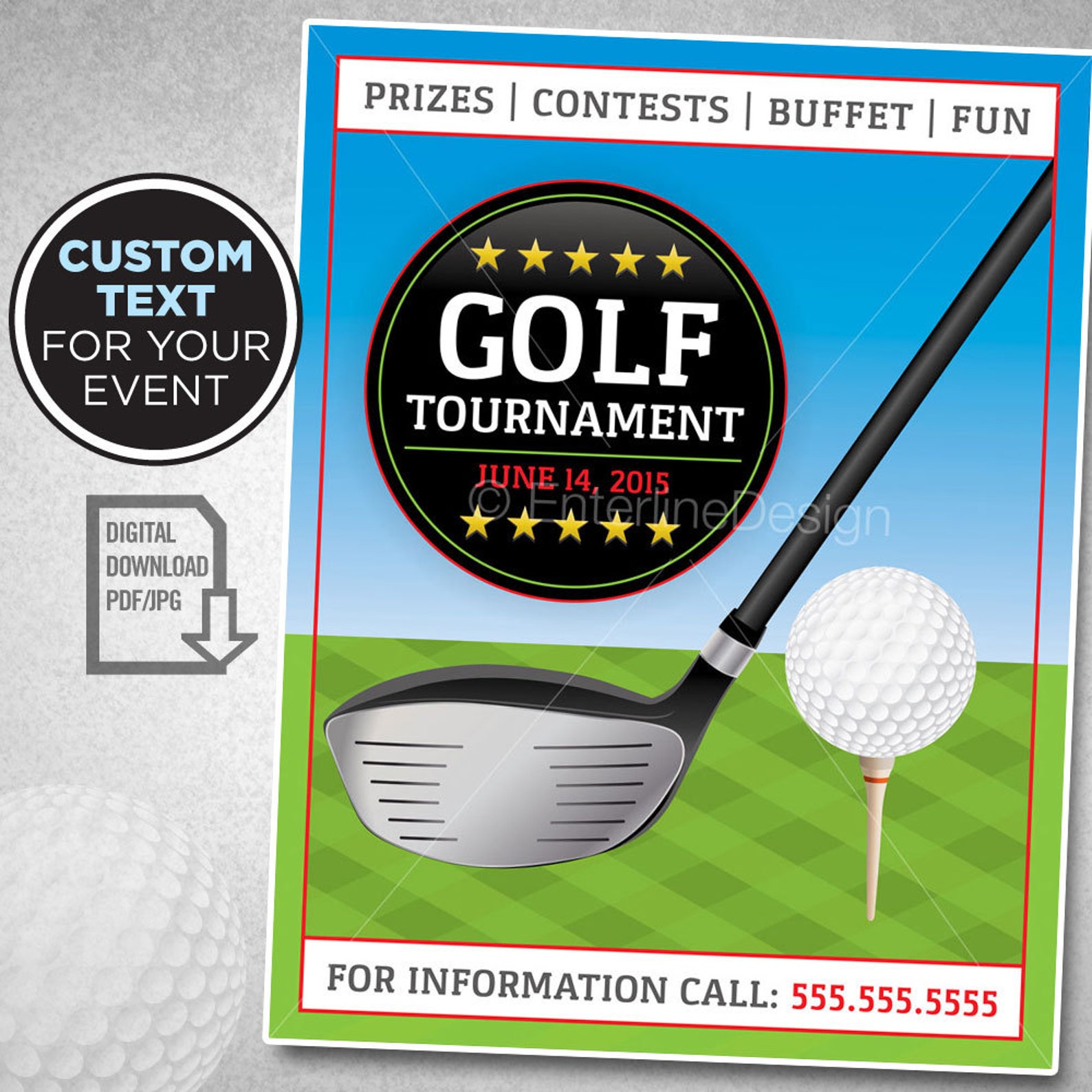 Golf Tournament Flyer Poster Invitation Custom Digital Download - Etsy