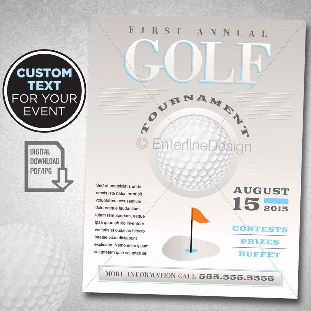 Golf Tournament Flyer Poster Invitation Custom Digital Download - Etsy