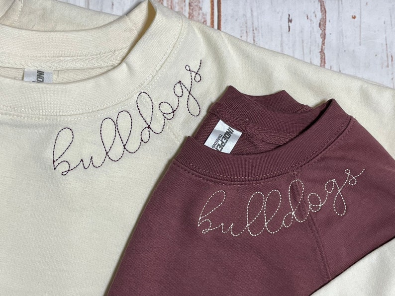 Custom Embroidery Name Team Word Collar Crewneck Light - Etsy