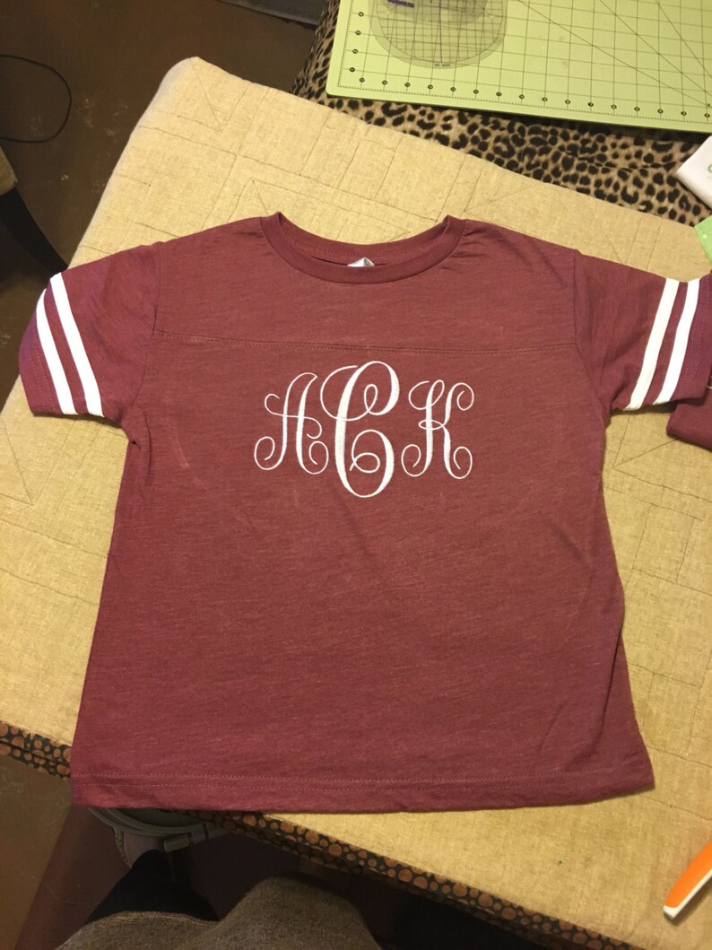 Girls Monogram Initial Stripe Sleeve Jersey T-shirt - Etsy