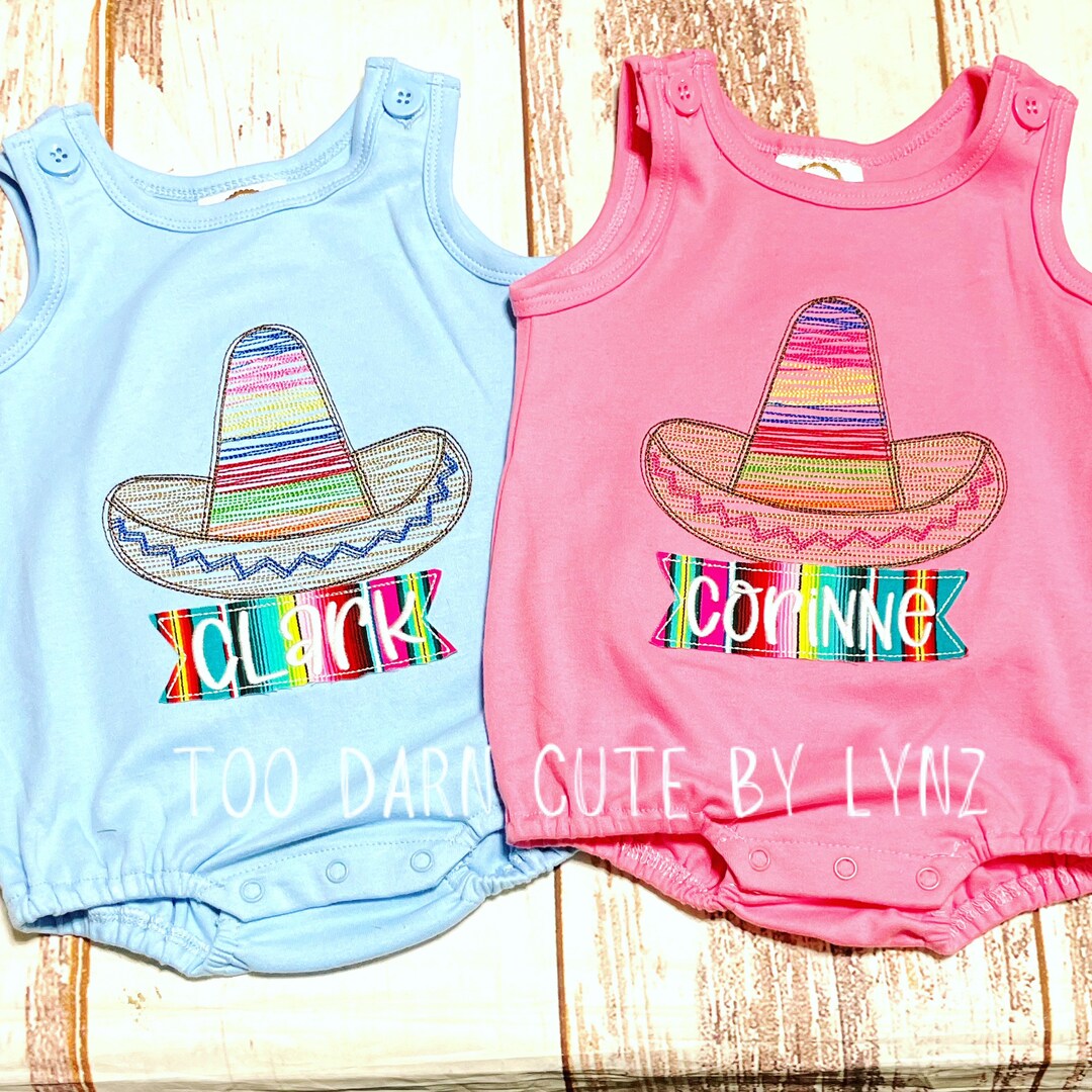 Sombrero Embroidery Bubble, Embroidery, Personalized Romper, Cinco De ...