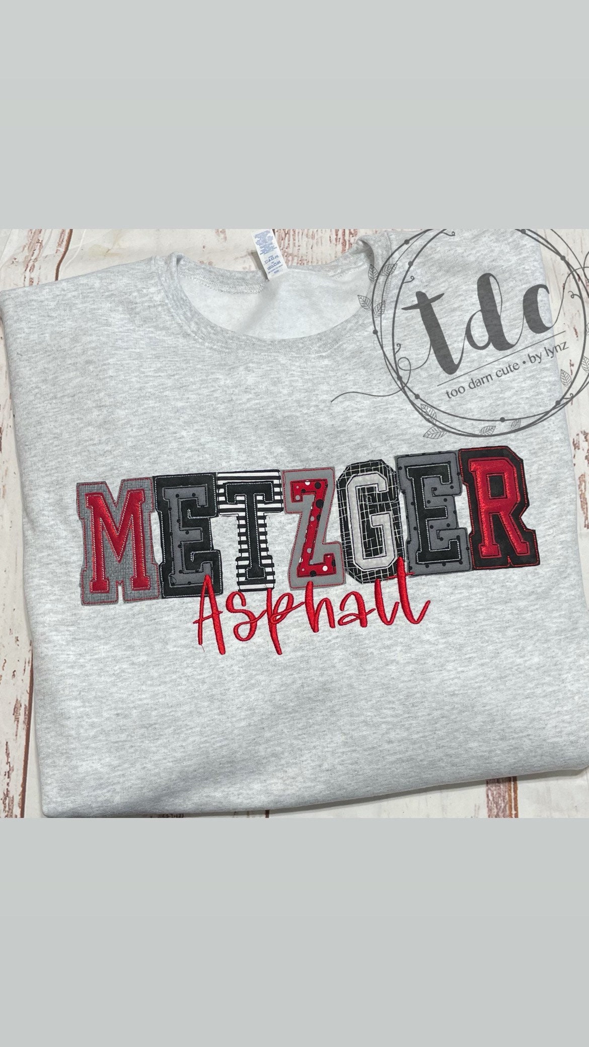 Custom Applique , Double Appliqué Fabric Collegiate Letters, Asphalt ...