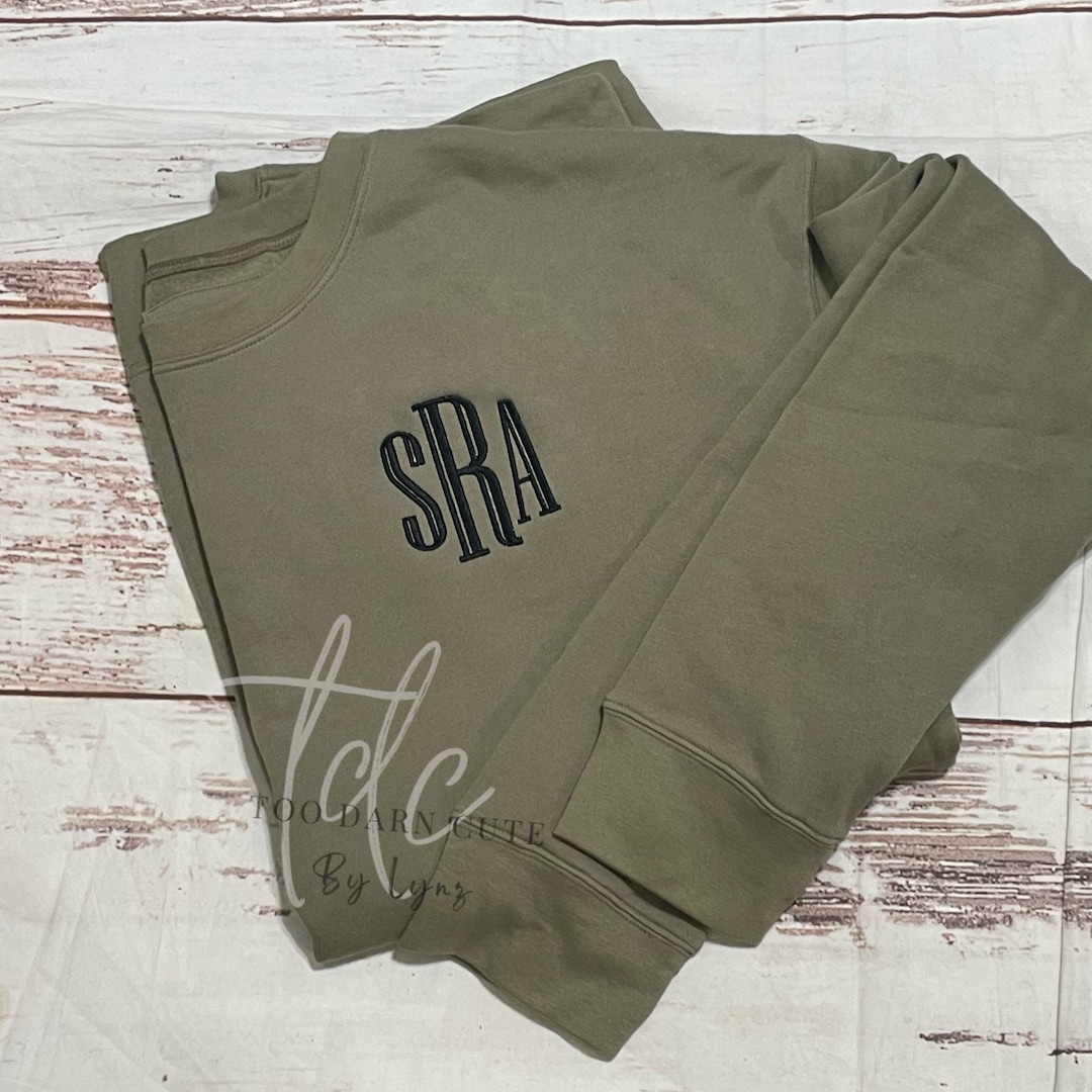 Monogram Initial Sweatshirt, Machine Embroidery, Athletic Font Initials ...