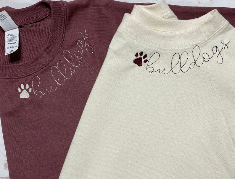 Custom Embroidery Name Team Word Collar Crewneck Light - Etsy