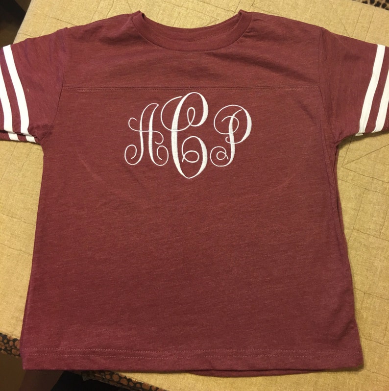 Girls Monogram Initial Stripe Sleeve Jersey T-shirt - Etsy