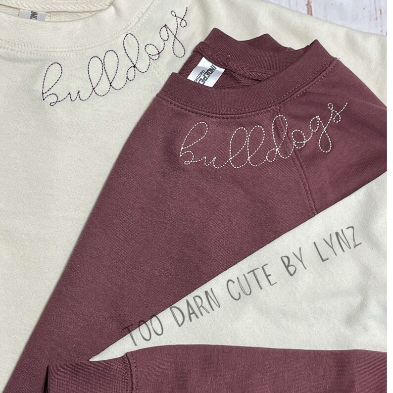 Custom Embroidery Name Team Word Collar Crewneck Light - Etsy