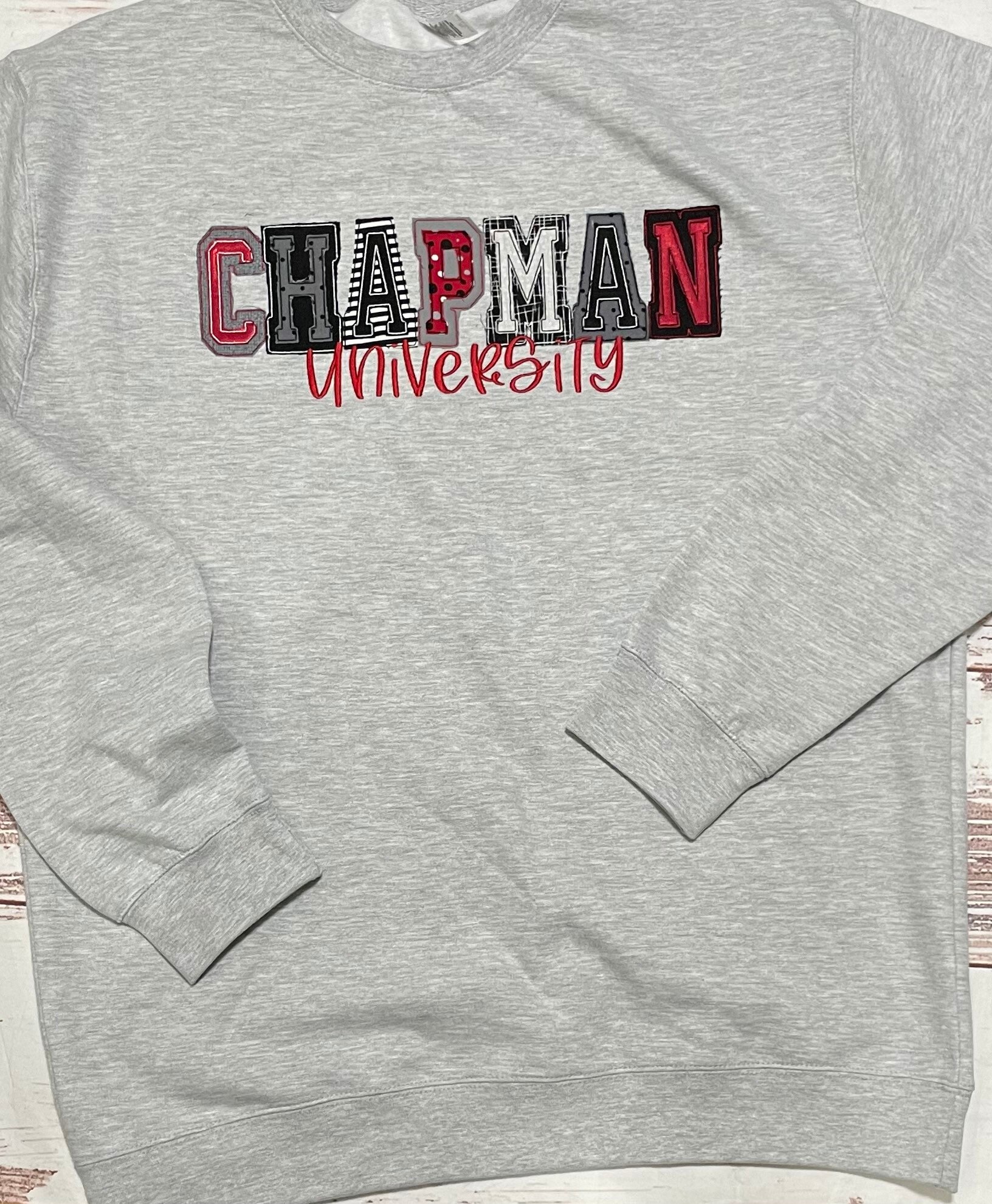 Custom Applique , Double Appliqué Fabric Collegiate Letters, Asphalt ...