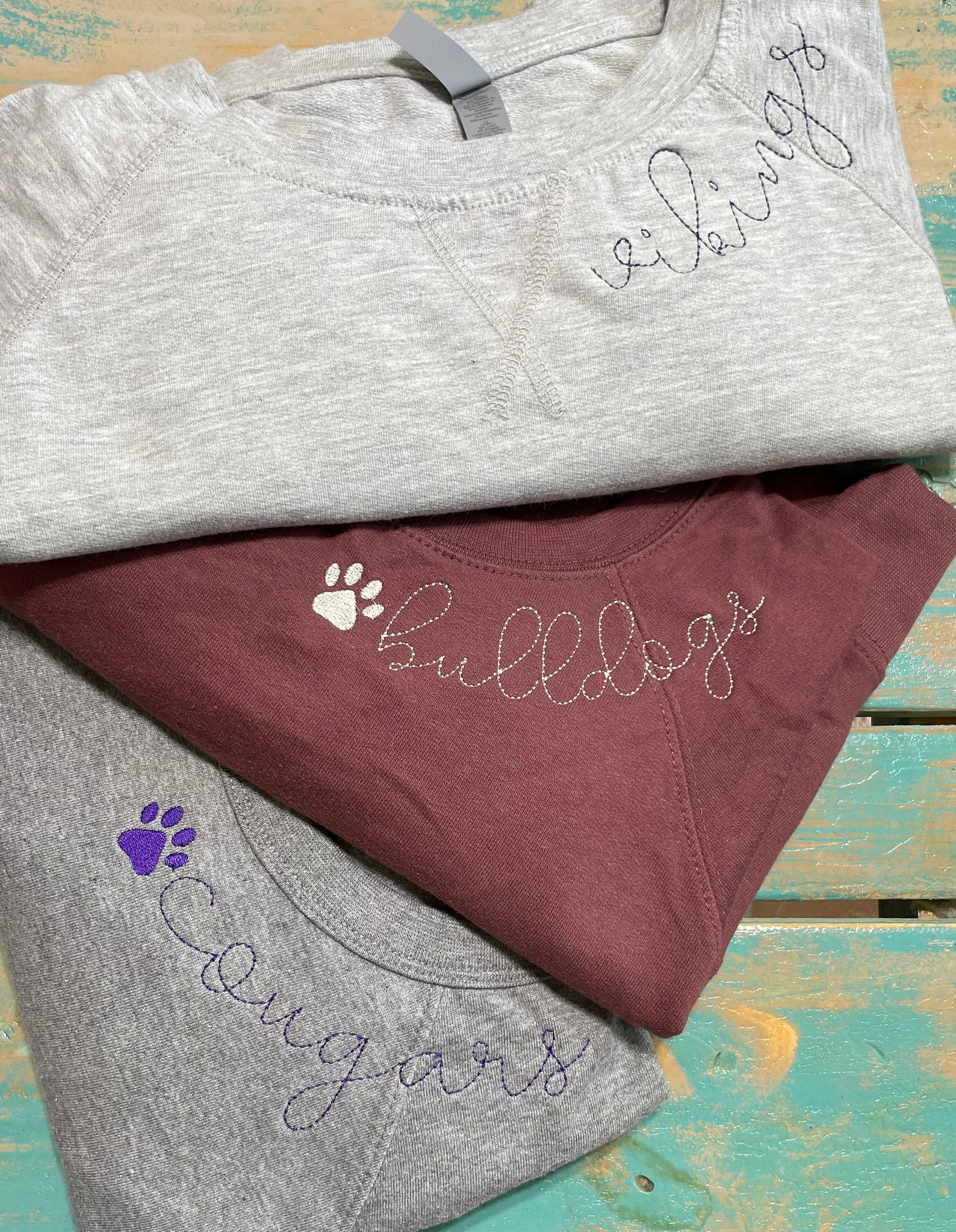 Custom Embroidery Name Team Word Collar Crewneck Light - Etsy