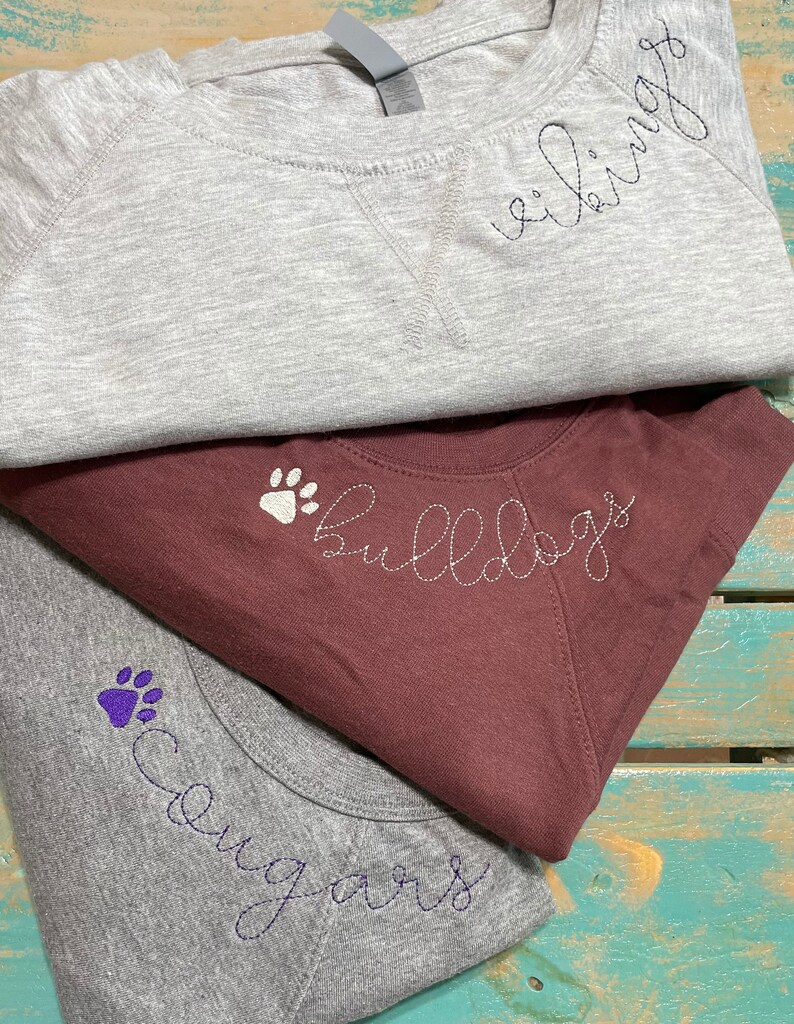 Custom Embroidery Name Team Word Collar Crewneck Light - Etsy