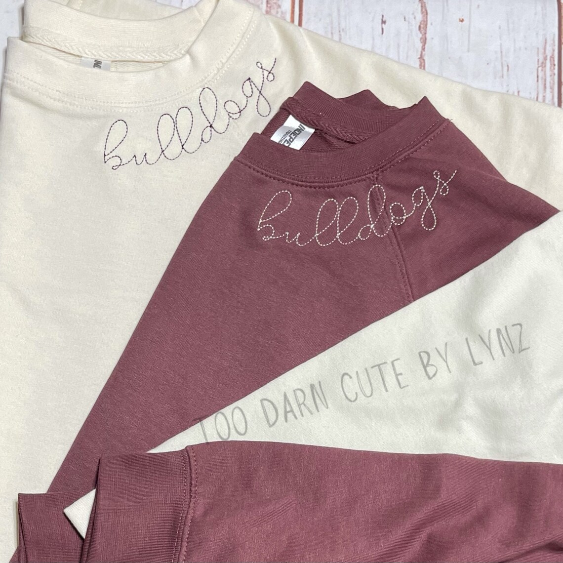 Custom embroidery name team word collar crewneck light | Etsy
