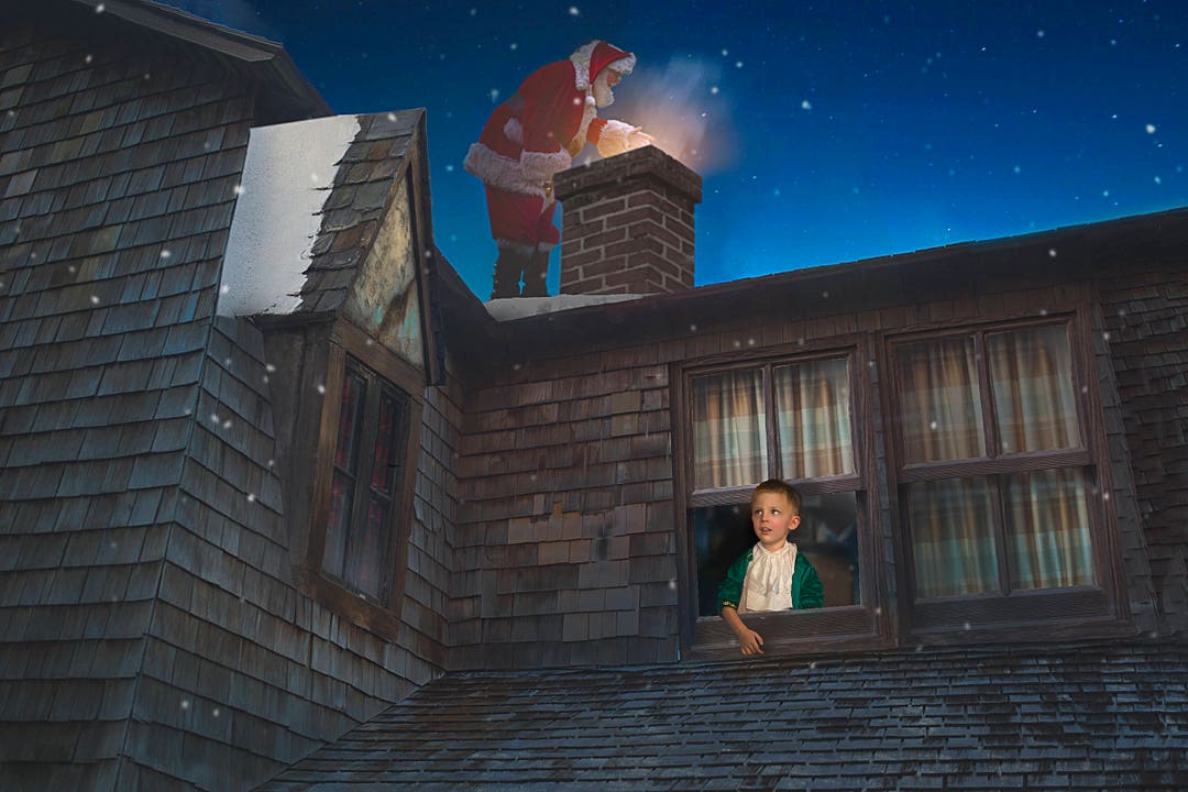Santa's on the Rooftop Digital Overlay - Etsy