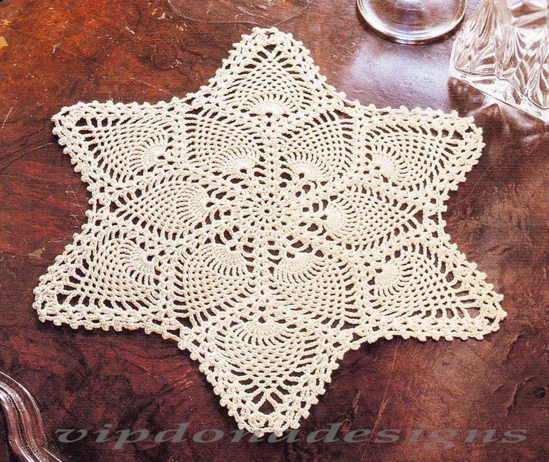 Lace Crochet Doily Pattern #124 - Star Doily Table Center - Home Decor ...