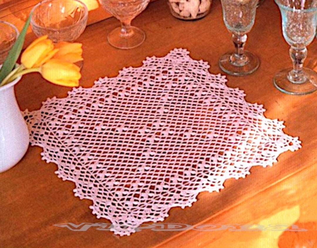 HANDMADE Lace Crochet Colored DOILY #139 - Square Doily Table Center ...