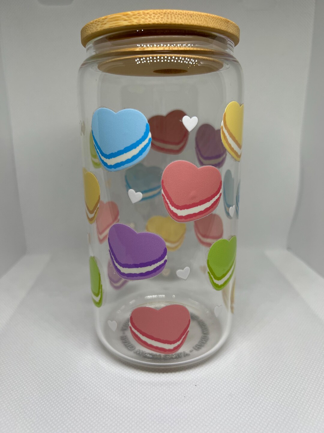 Macaron Hearts Glass Can Cup. - Etsy