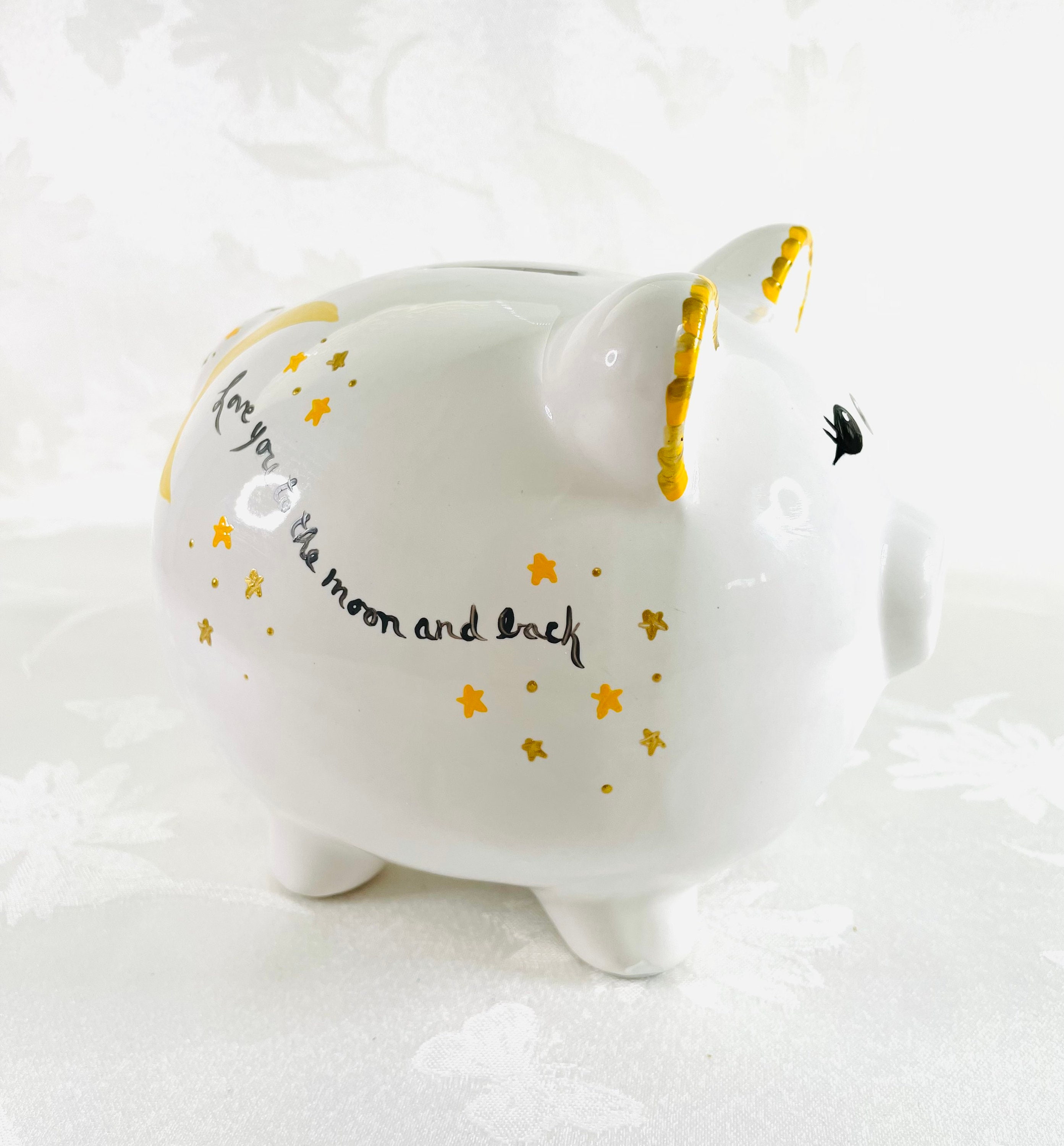 Piggy Bank Personalized Bank Moon Stars Hand Painted - Etsy