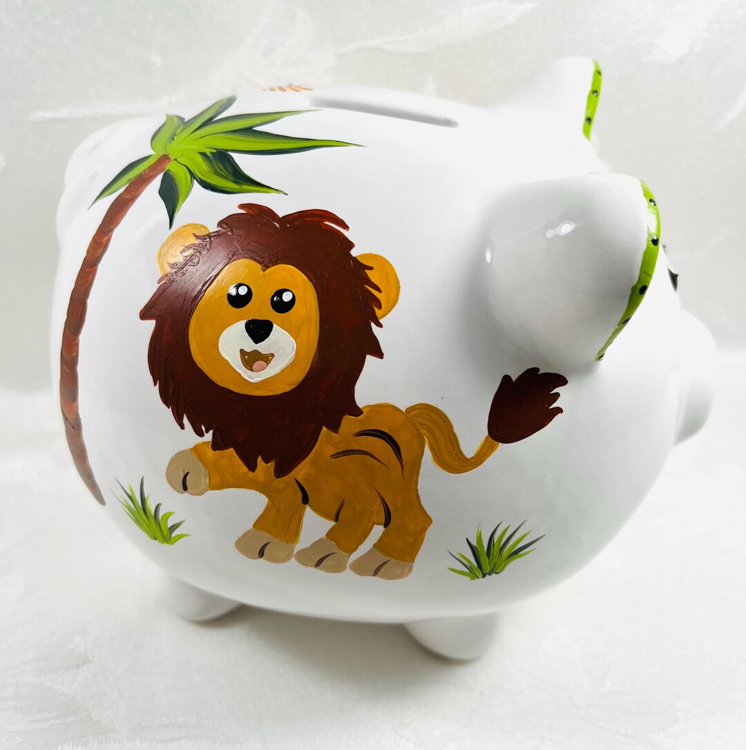 Piggy Bank, Jungle Animals,hand Painted,gift Idea - Etsy
