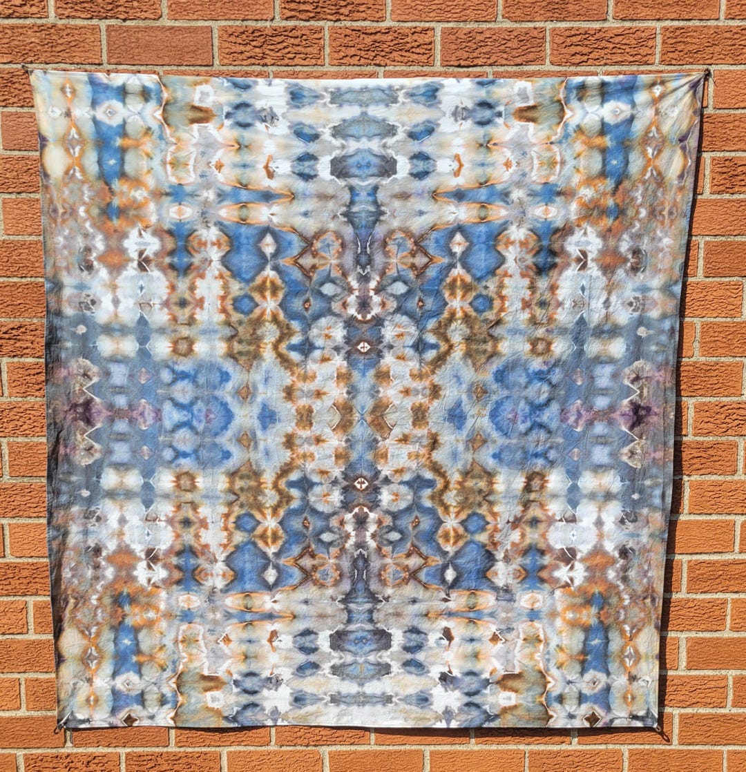 OOAK Ice Dyed Tapestry, 51" Glitch Fold Tie Dye Wall Hanging, Unique ...