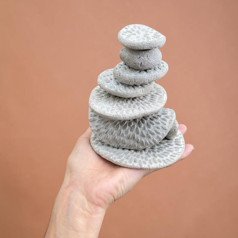 Handmade Stacked Stone Sculpture, Zen Ring Holder, Coastal Beach Accent ...