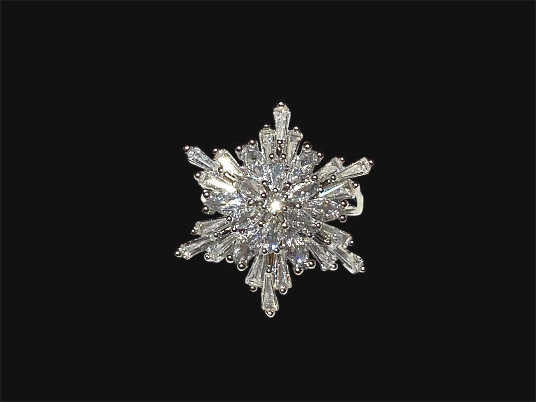 Snowflake Cubic Zirconia Brooch , Snowflake Brooch, Winter Brooch ...