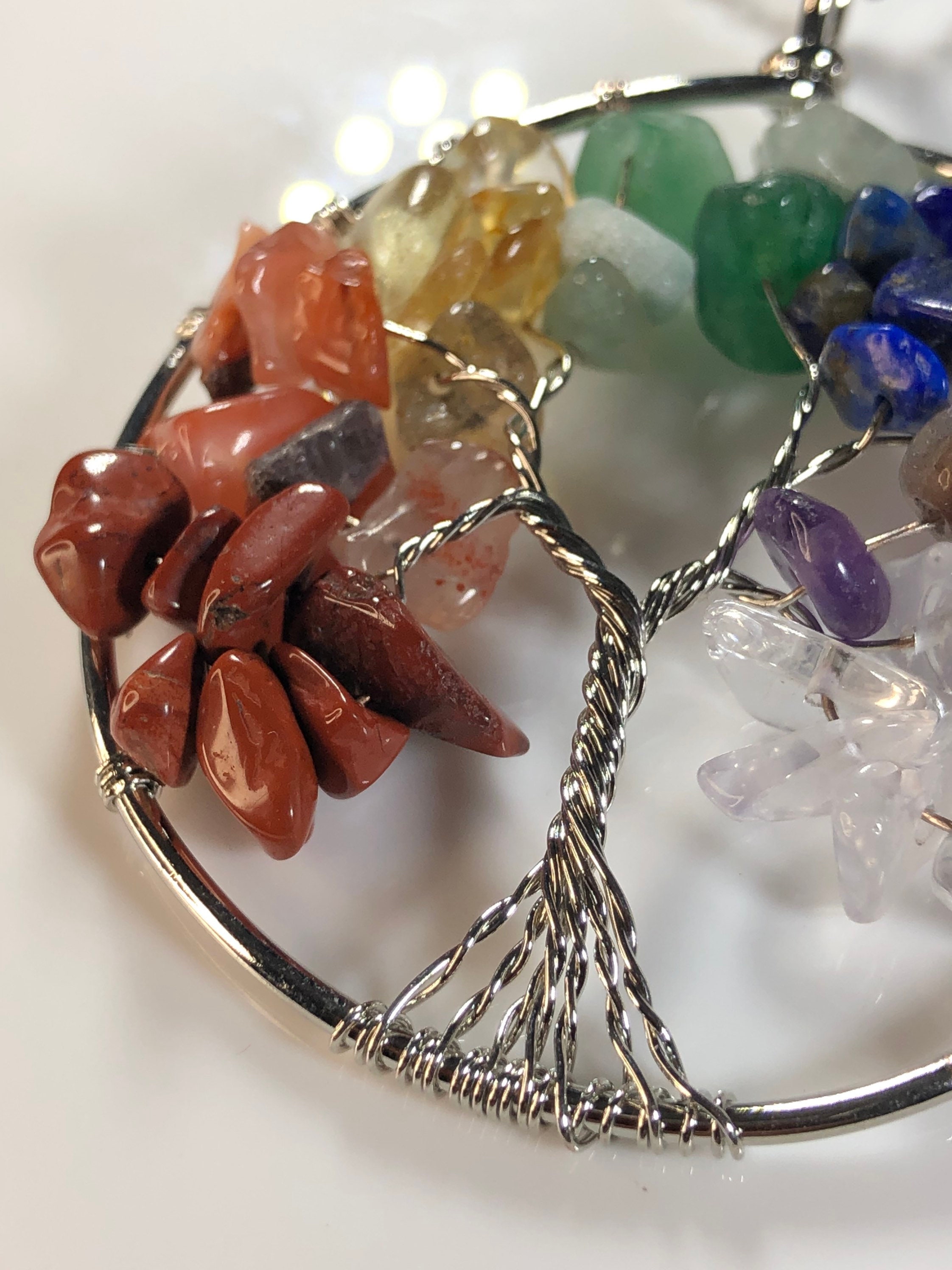 Gemstone Tree of Life Necklace Tree of Life Pendant Chakra - Etsy