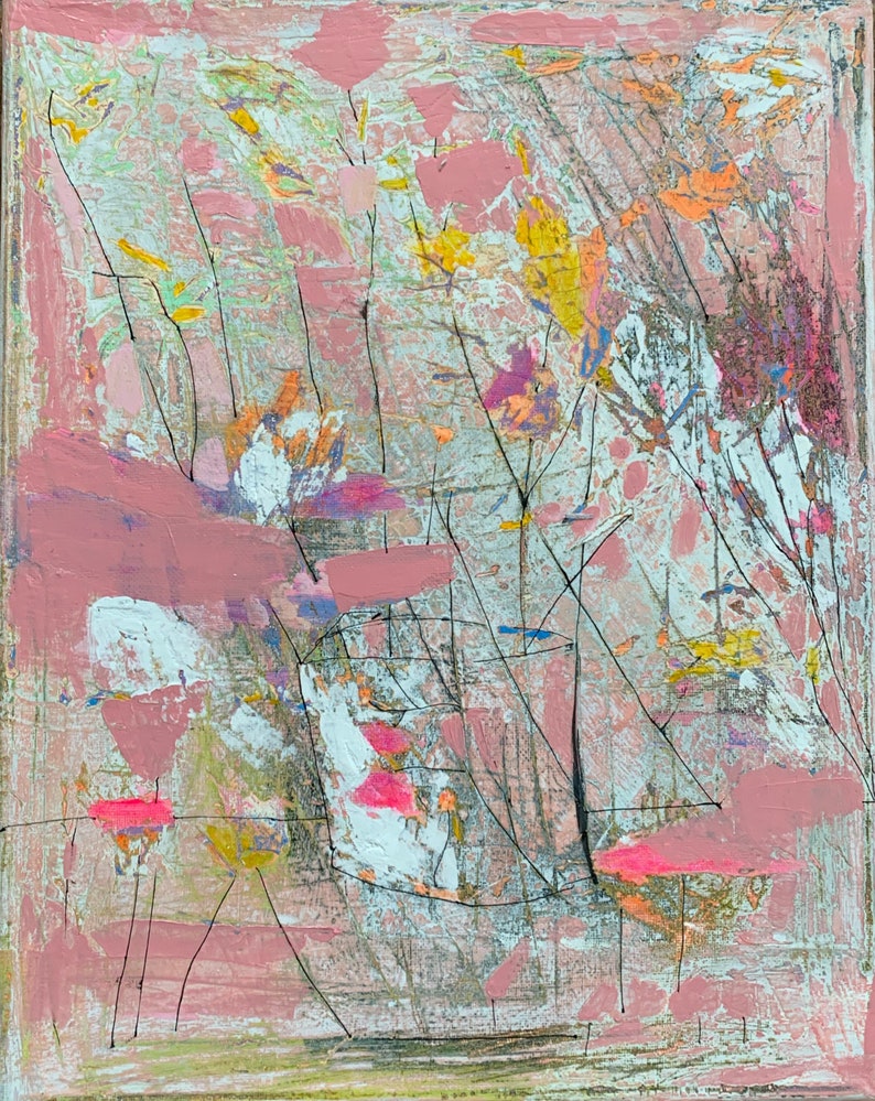 Abstract Expressionism Original Canvas Art Painting Pink - Etsy