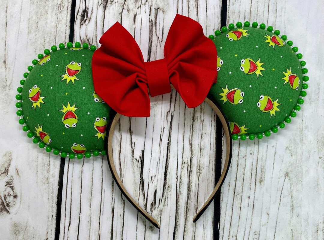 Kermit the Frog Ears: Muppet Mickey Ears With Red Bow - Etsy