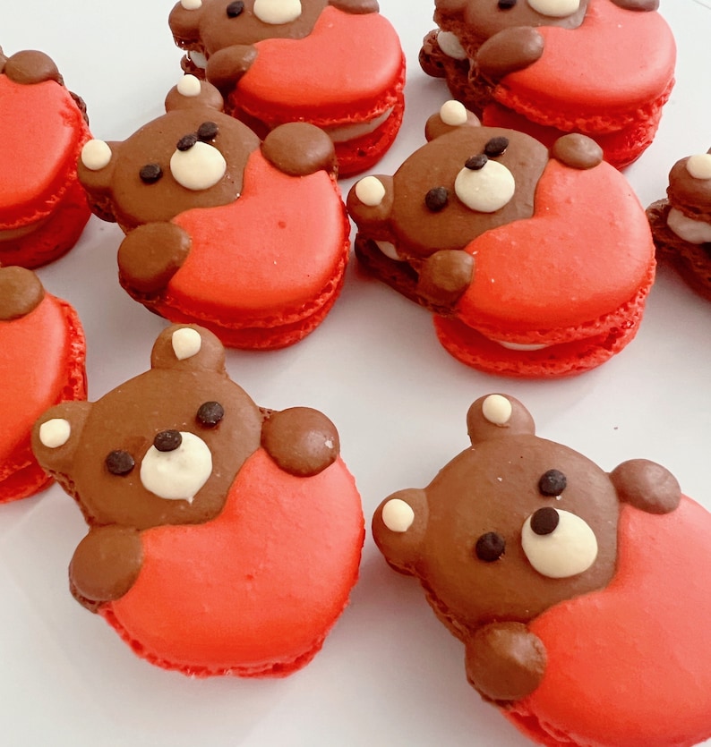 Teddy Bear Heart French Macarons: Valentine's Day Treats - Etsy