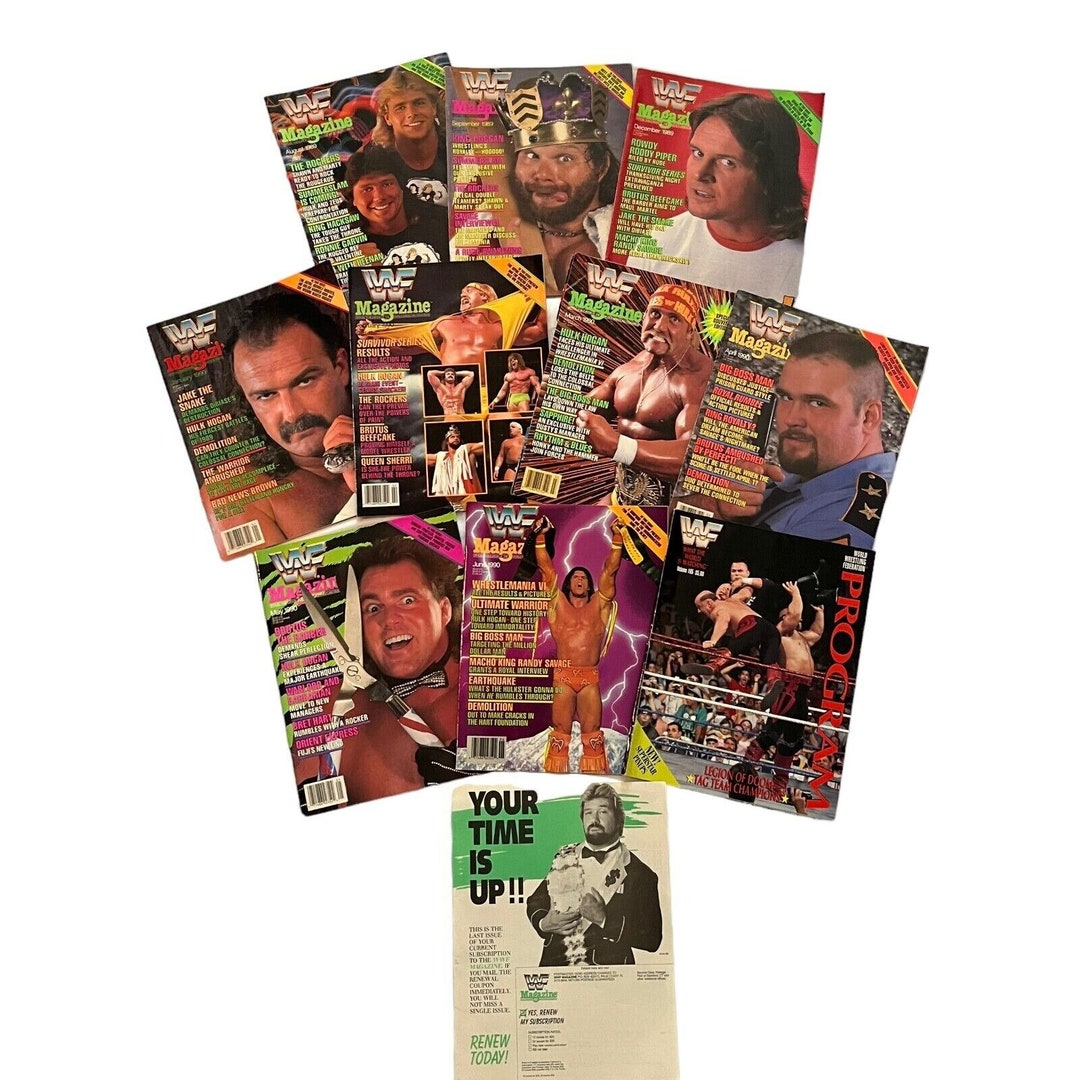 WWF Magazine Lot 10 Von Erich Hulk Flair Poster Ads Trivia Vintage ...