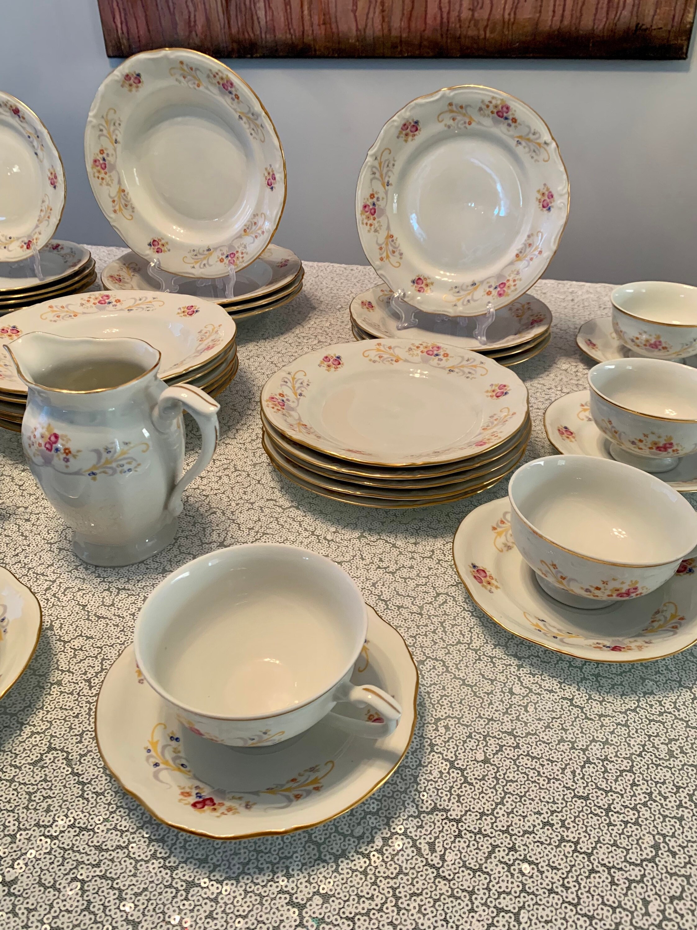 Vintage Chodziez Coffee Tea Set Made in Poland Porcelain Circa 1964 Pink Roses - Etsy