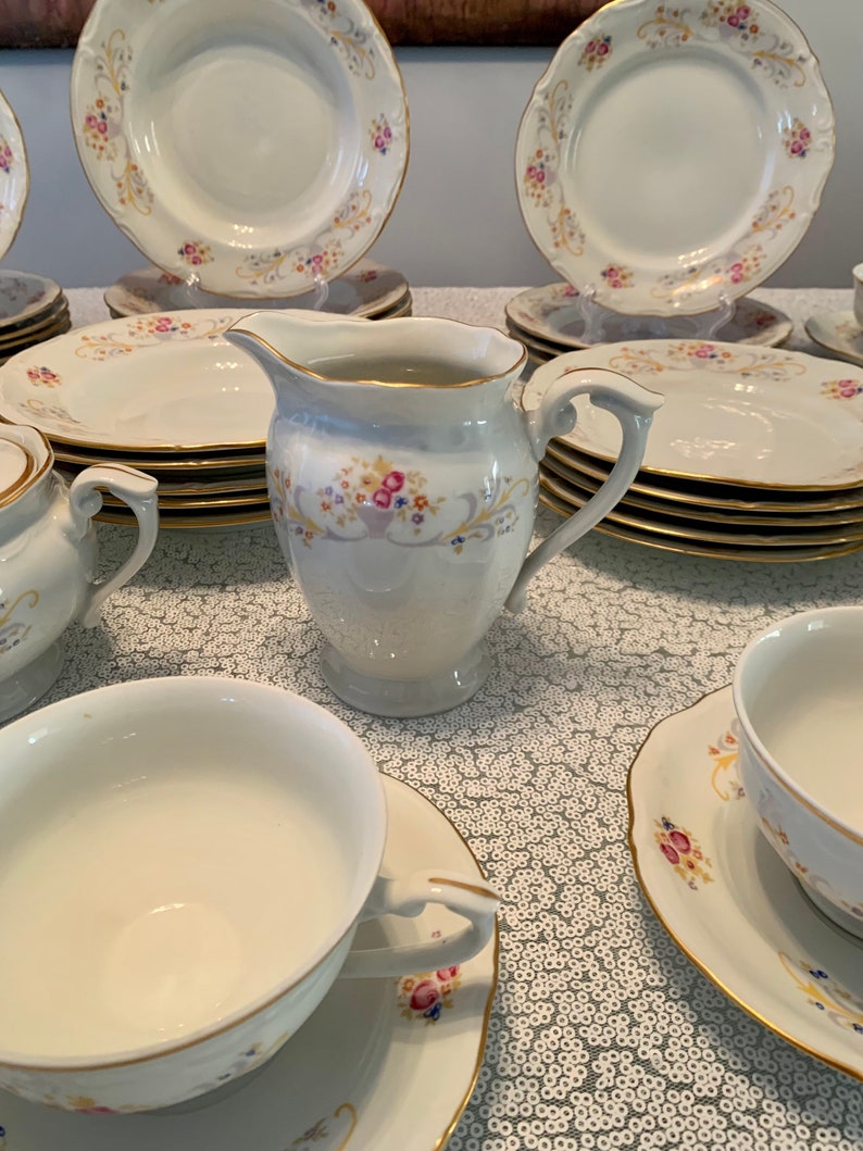 Vintage Chodziez Coffee Tea Set Made in Poland Porcelain Circa 1964 Pink Roses - Etsy