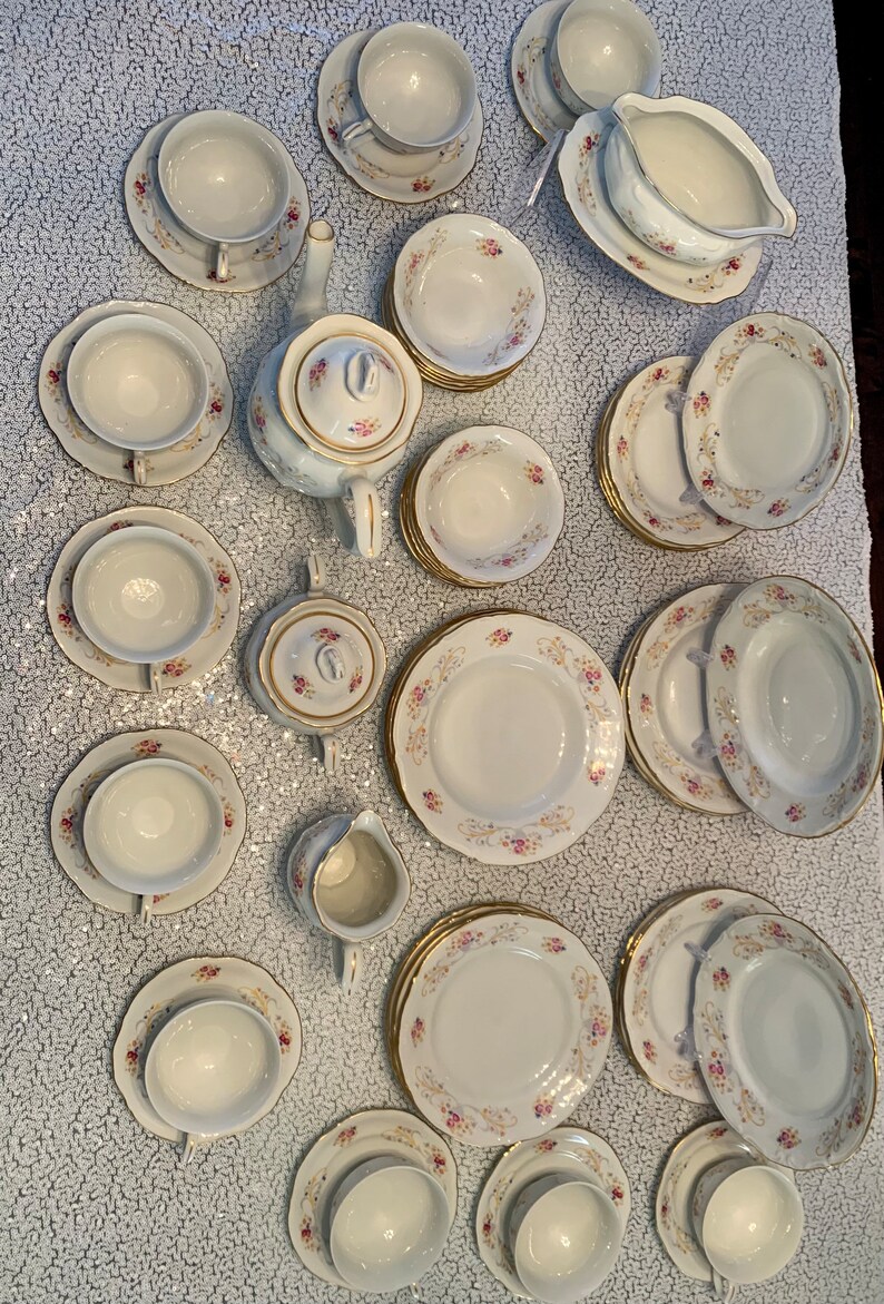Vintage Chodziez Coffee Tea Set Made in Poland Porcelain Circa 1964 Pink Roses - Etsy