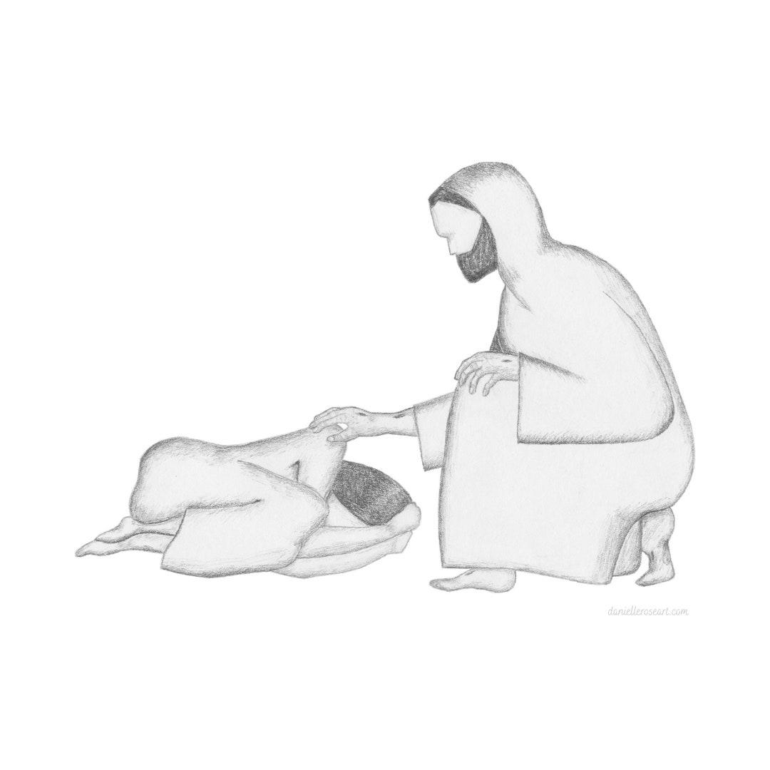 Digital Downloadable Print of Christian Jesus Artwork With Woman in ...