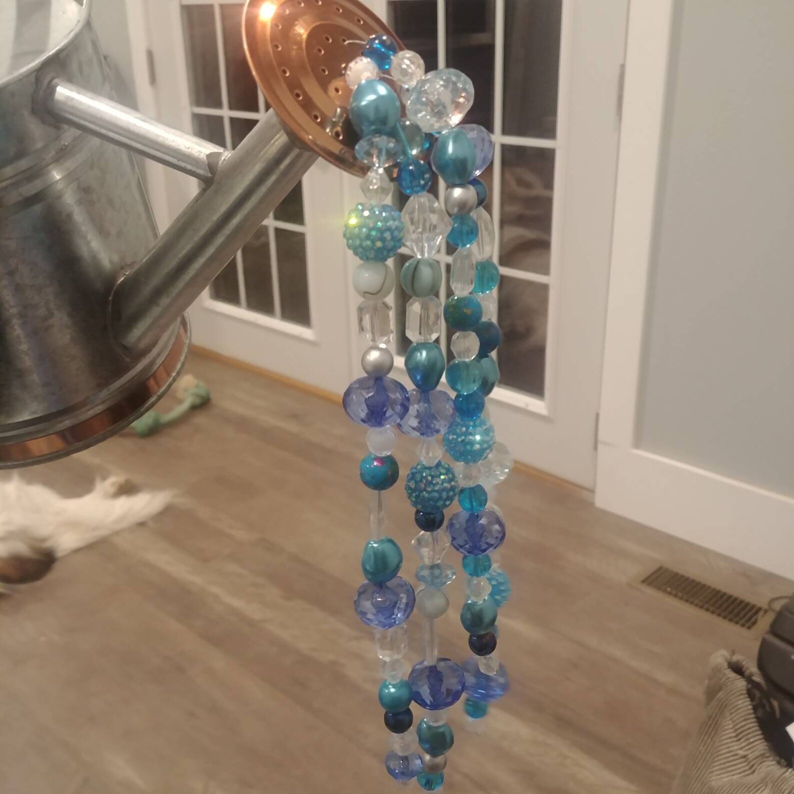 Blue Crystal Pouring Watering Can- Sun Catcher - Copper and Galvanized ...