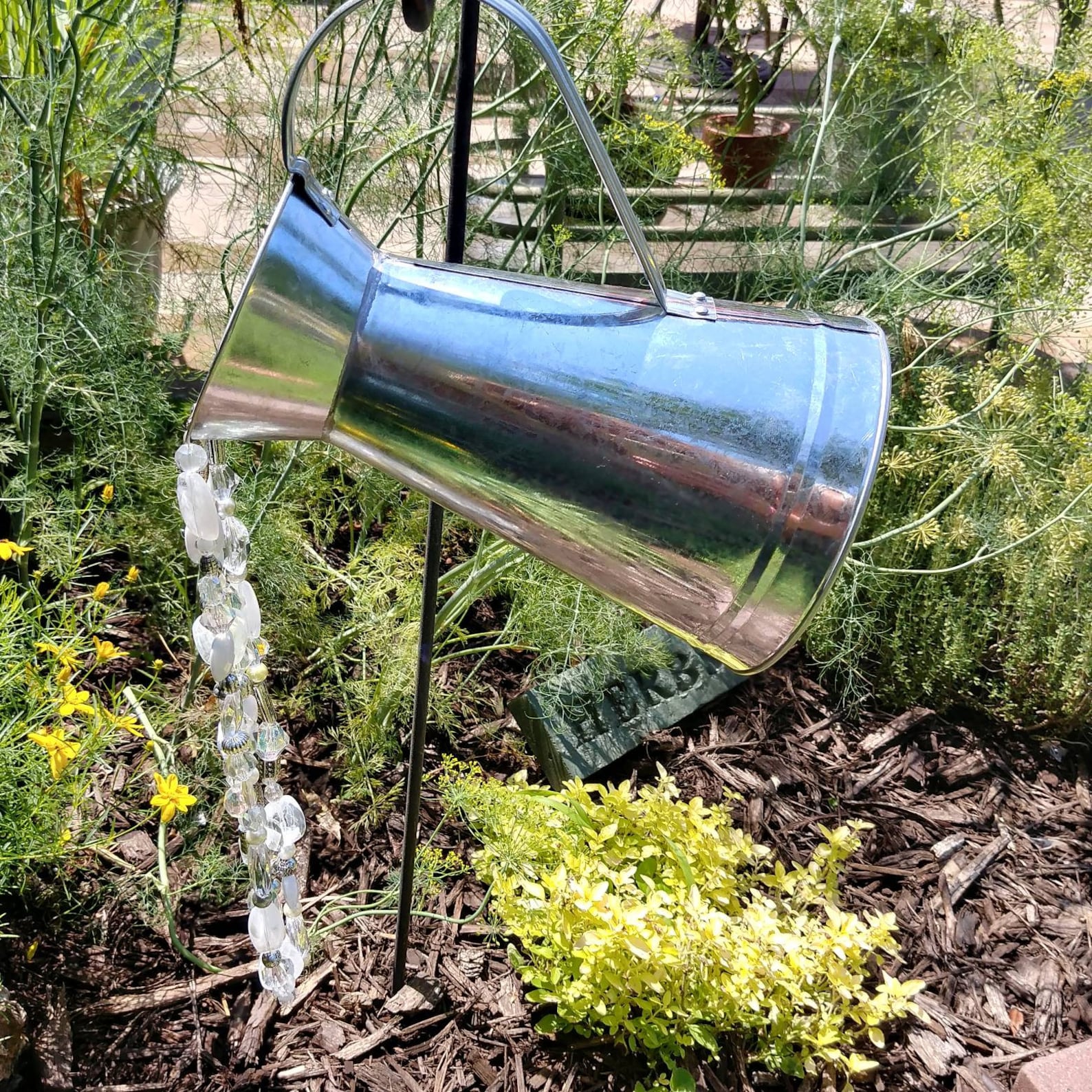 Crystal Pouring Watering Can Large Metal Pitcher Garden Art ...
